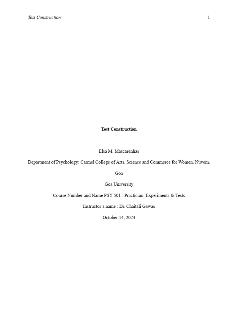 Test Construction | PDF | Validity (Statistics) | Motivation