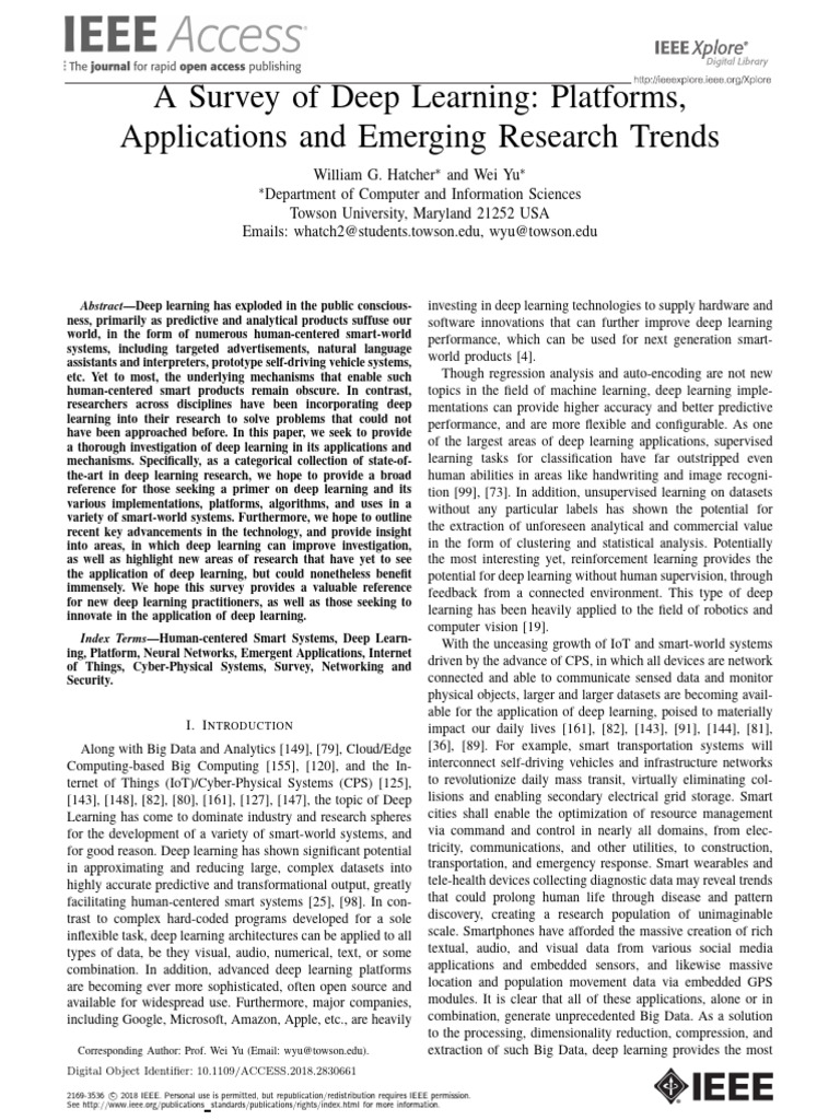 A Survey of Deep Learning Platforms Applications and Emerging Research ... A Survey of Deep Learning Platforms Applications and Emerging Research ...