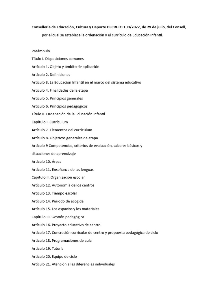 TEMA 2 DECRETO 100-2022 | PDF | Evaluación | Plan de estudios