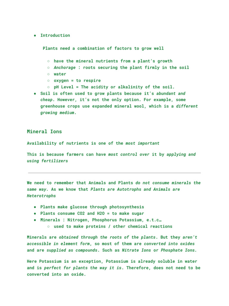 Essential Nutrients for Plant Growth | PDF