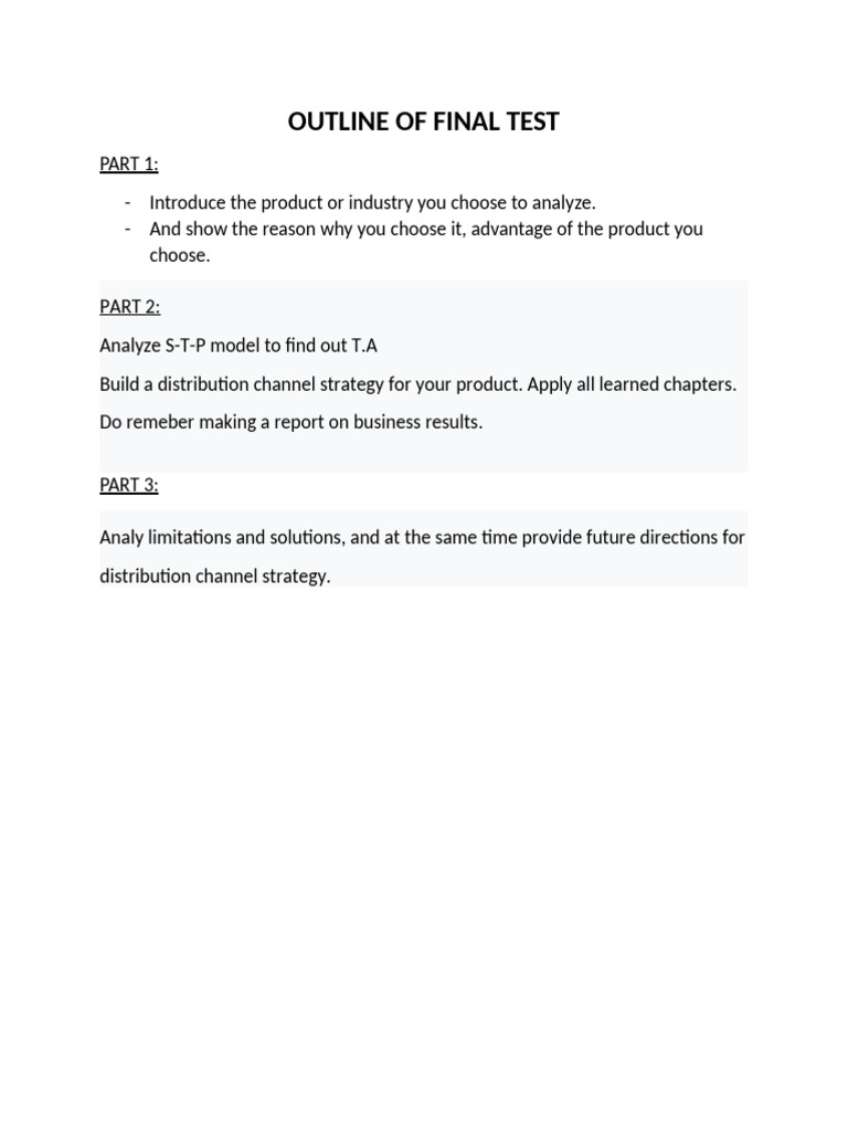 Outline of Final Test | PDF | Business