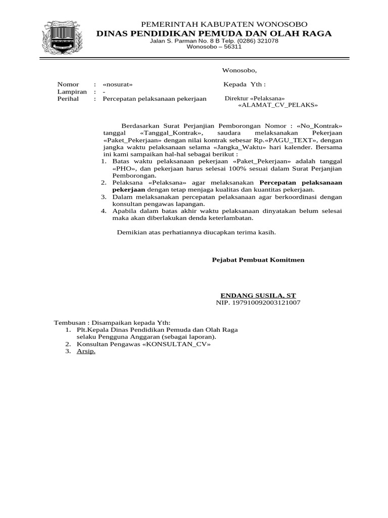 Surat Percepatan Pelaksanaan | PDF