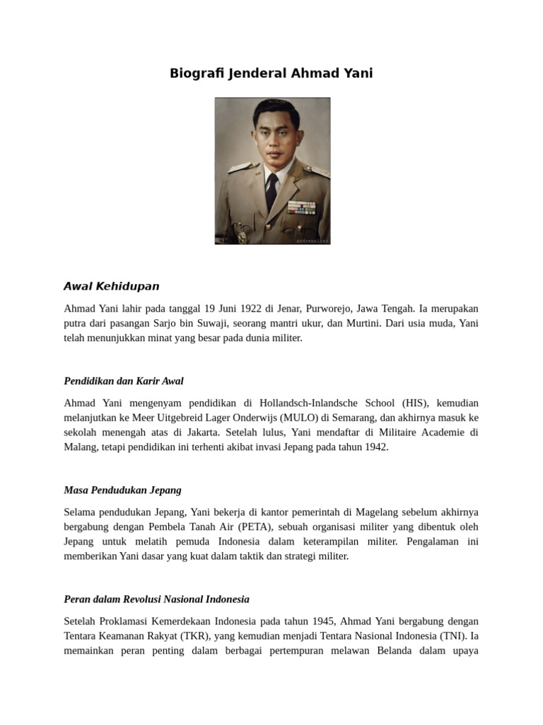 Jendral Ahmad Yani. | PDF