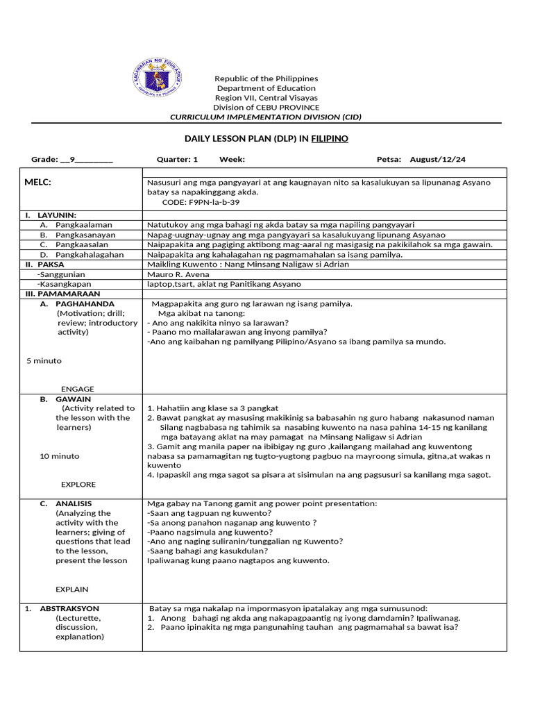 DLP-In-Filipino Minsa Naligaw Si Adrian | PDF