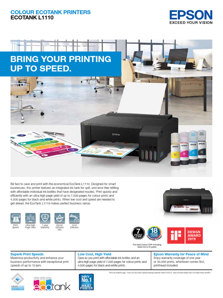 Epson EcoTank Brochure L1110 | PDF | Printer (Computing) | Computing