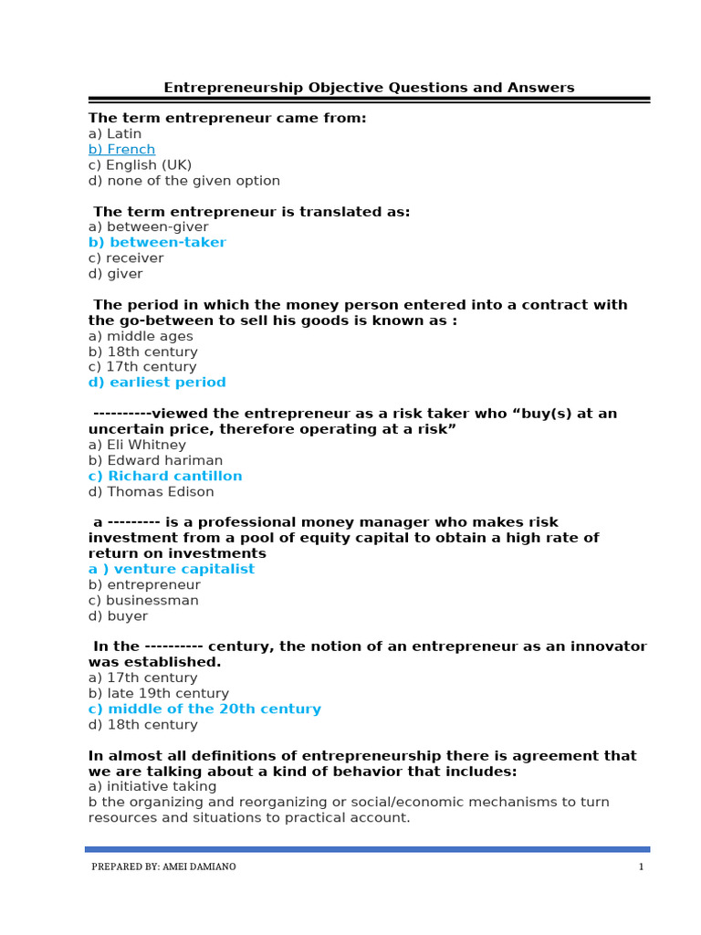 1 The Term Entrepreneur Came From-Objectives | PDF | Entrepreneurship ...