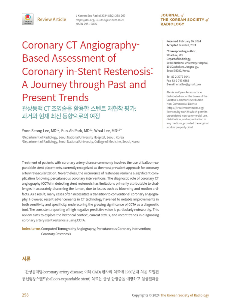 Coronary CT Angiography- Based Assessment of Coronary in-Stent ...