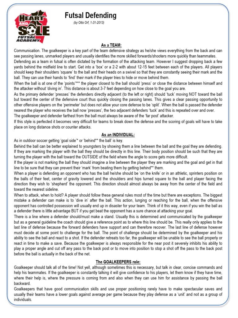 H_S_Futsal_Defending | PDF | Defender (Association Football) | Forward (Association Football)