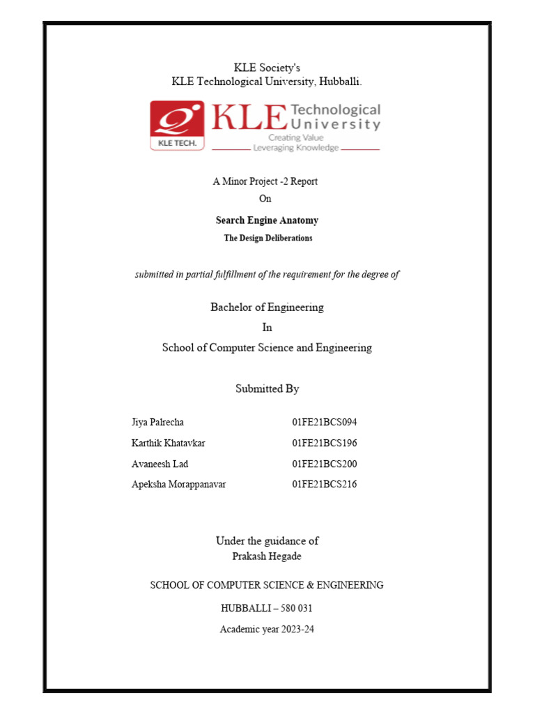 Minor Proj Report Template 2023 24 | PDF | Information Science | Computing