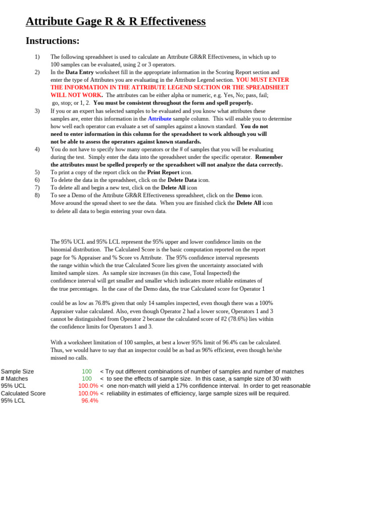 Attribute R&Requipo3 | PDF | Confidence Interval | Spreadsheet