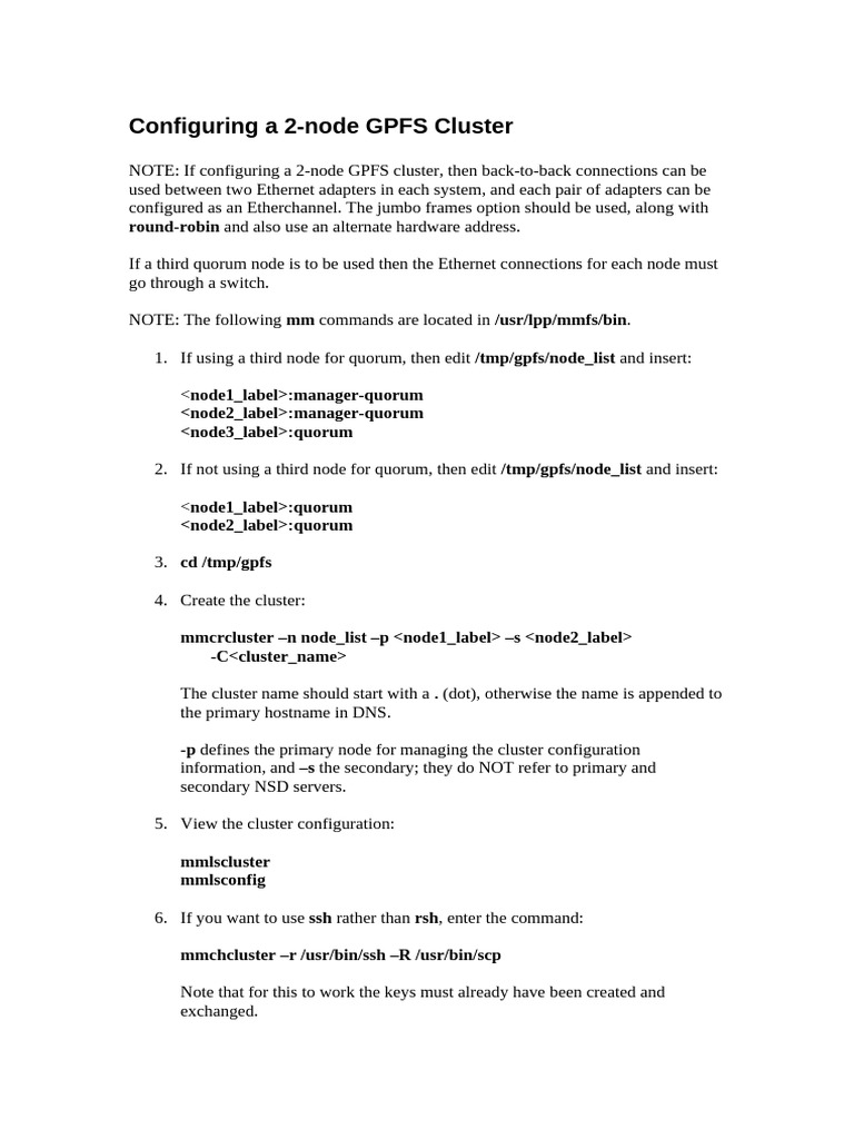 Configuring A GPFS Cluster | PDF | File System | System Software