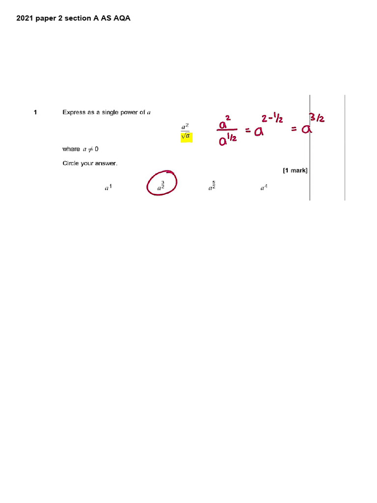 2021 Paper 2 Section A As AQA | PDF