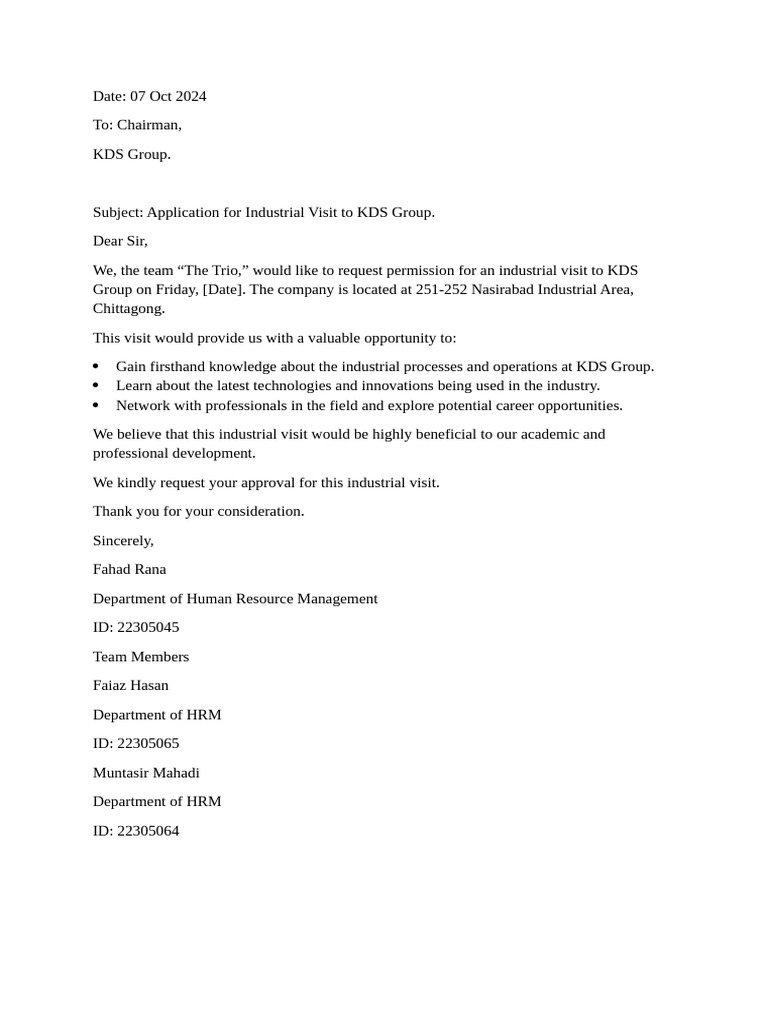 Industrial Visit KDS Textile | PDF