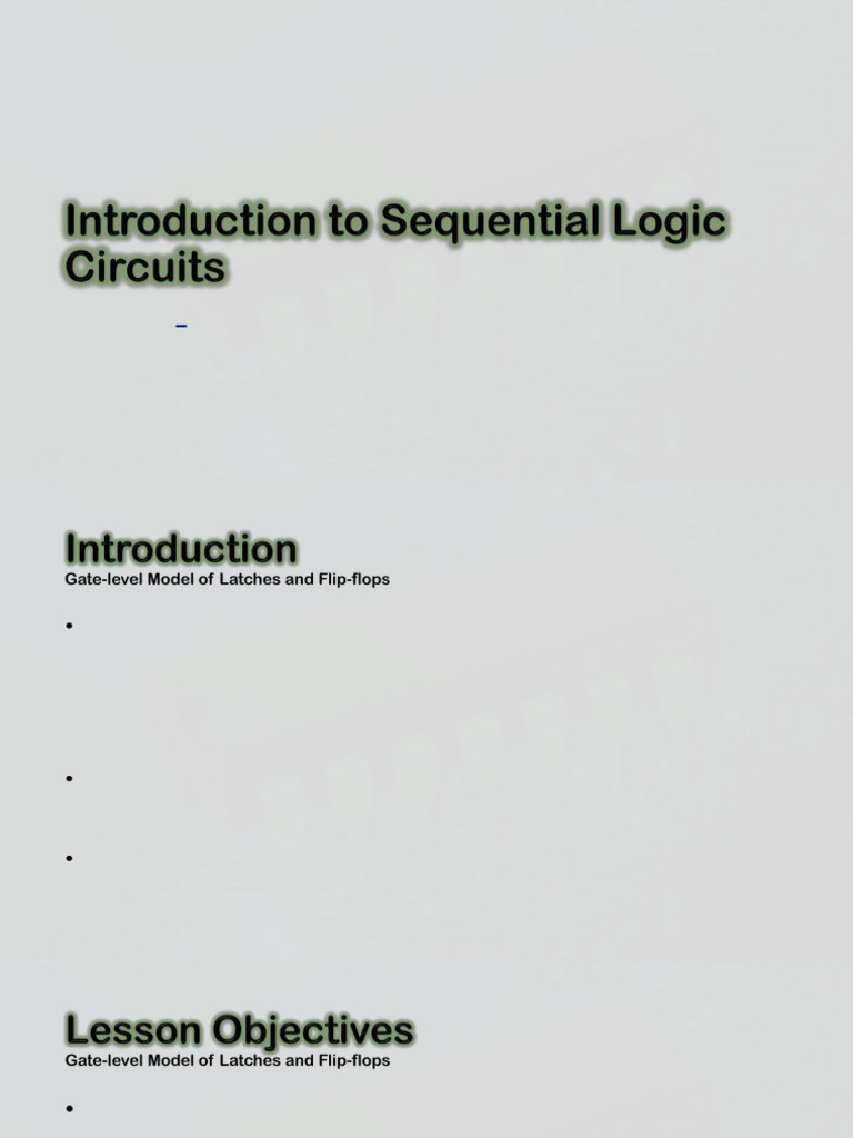 COEN 3103 Lesson 11 - Introduction To Sequential Logic Circuits | PDF | Logic Gate | Electronic ...