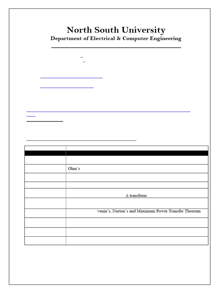 EEE 141 Lab Course Outline | PDF | Data | Experiment