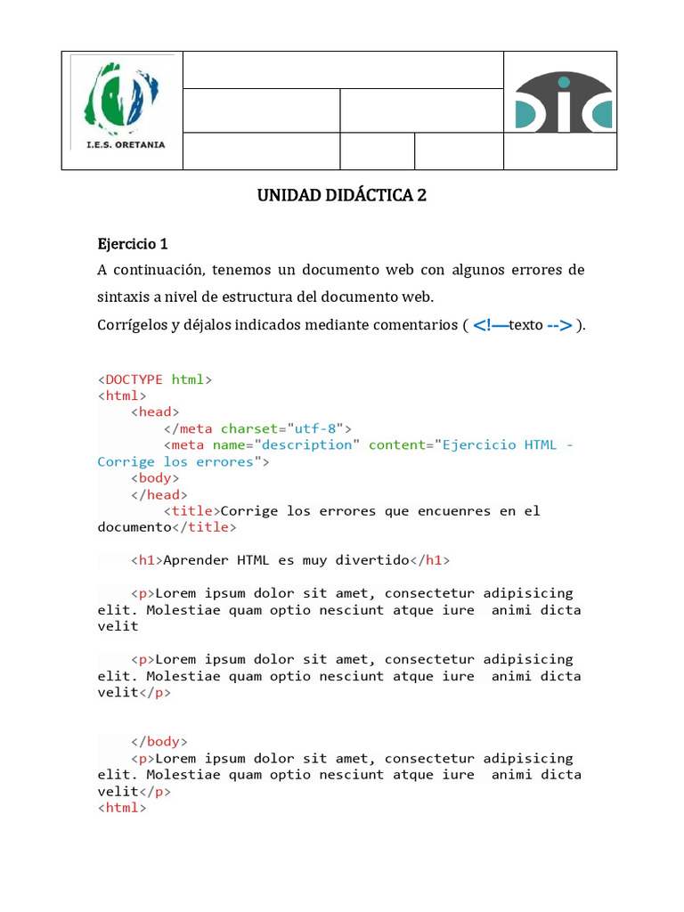 Actividad 1 UD2 (Errores Estructurales) | PDF