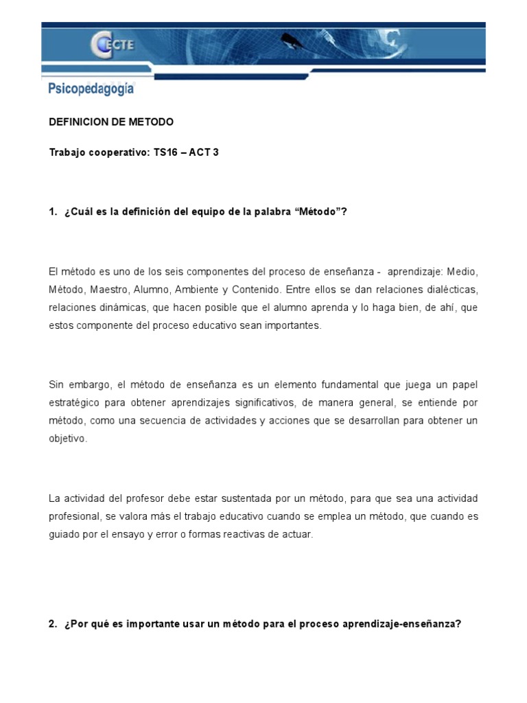 Definicion de Metodo | PDF | Maestros | Cambio