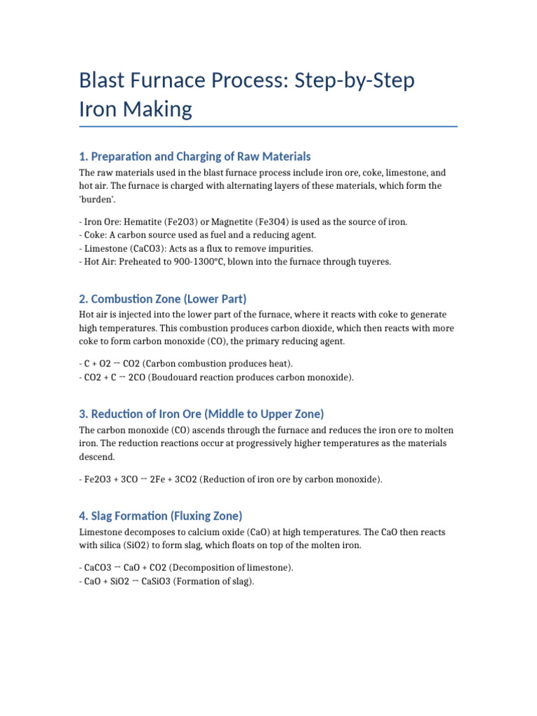 Blast Furnace Process Iron Making | PDF | Blast Furnace | Iron