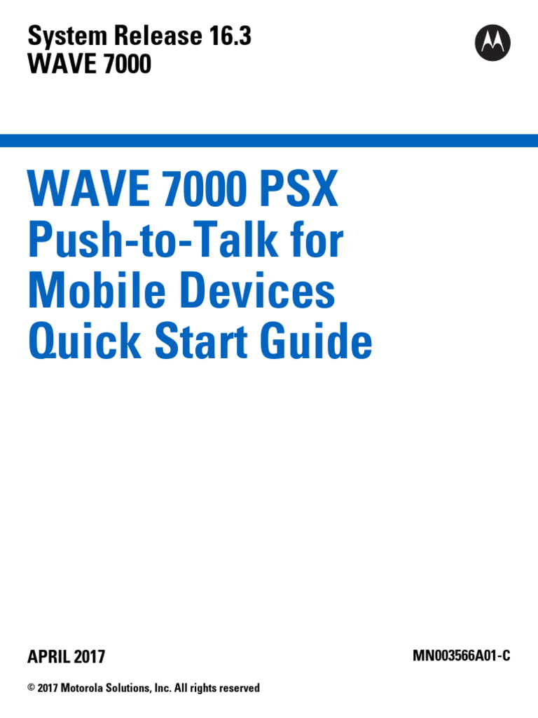 MN003566A01 C Enus WAVE 7000 PSX PushtoTalk For Mobile Devices Quick Start Guide | PDF ...