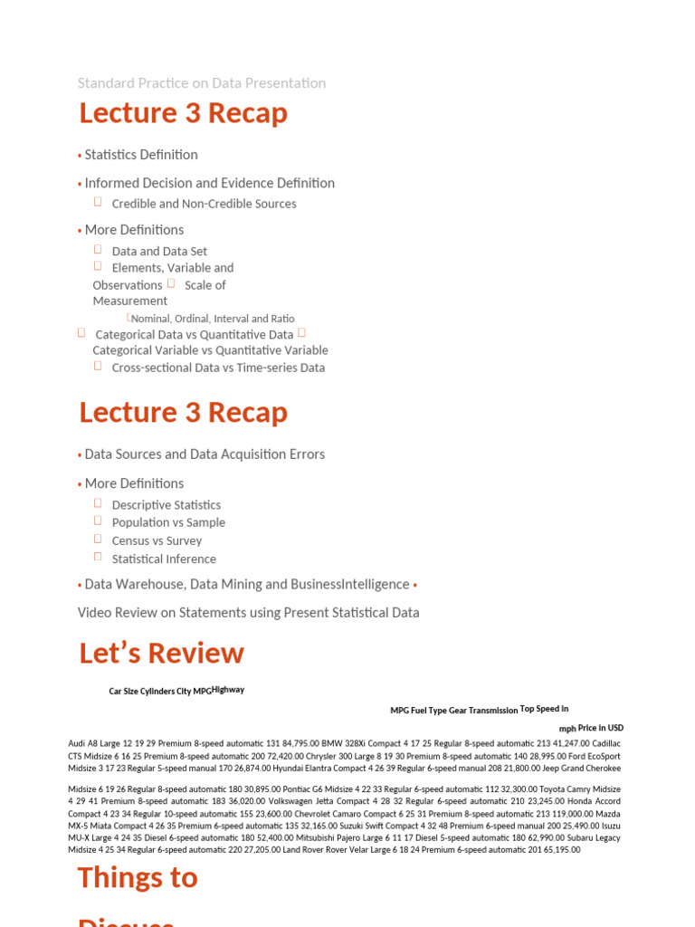 Lecture 4 - Data Presentation | PDF | Skewness | Histogram