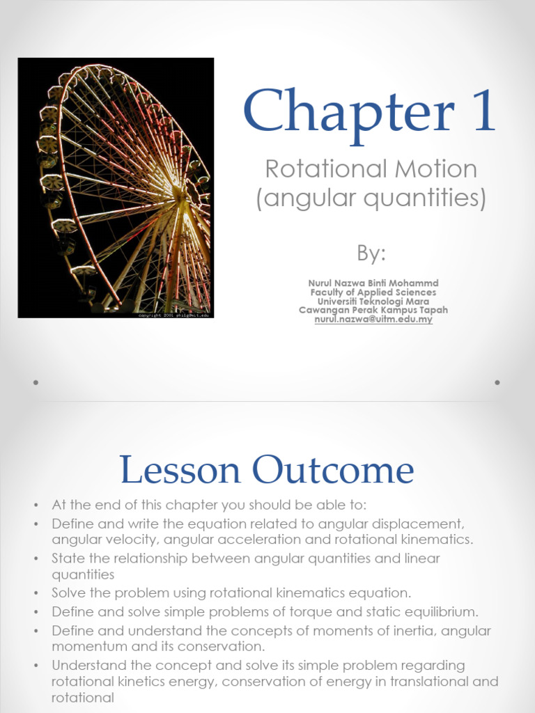 PHY210 - WEEK 1 - CHAPTER1 - Rotation Motion - Student | PDF | Acceleration | Rotation Around A ...
