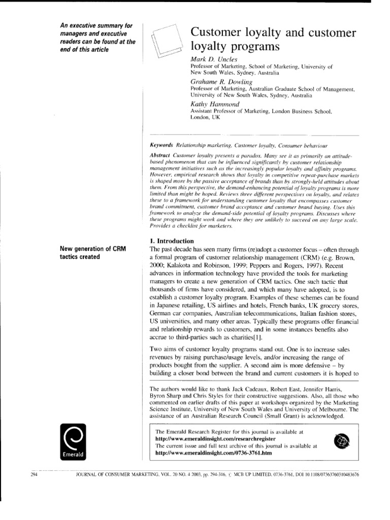 Customer Loyalty Program | PDF