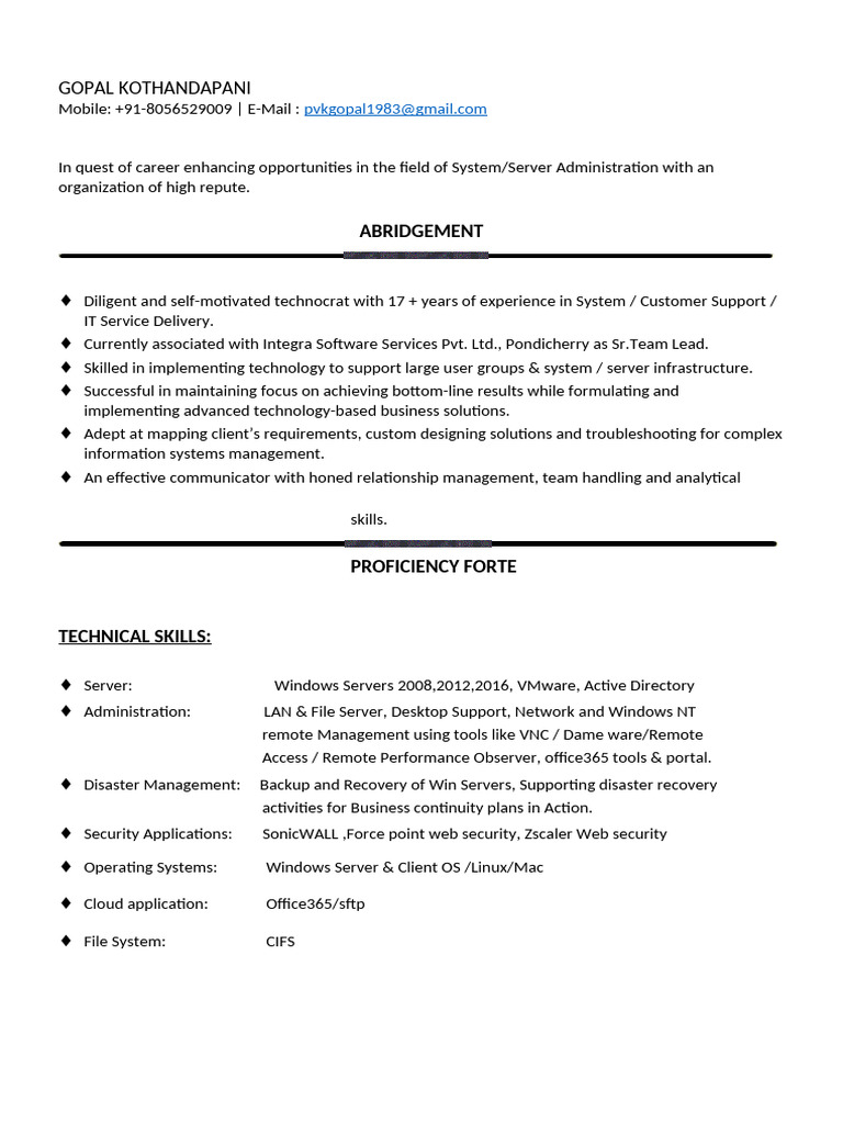 Gopal Resume | PDF | Active Directory | Server (Computing)