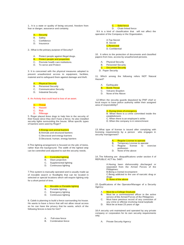 178 Compre-Set-A-Part-1-Q-A-1 | PDF | Security Guard | Securities