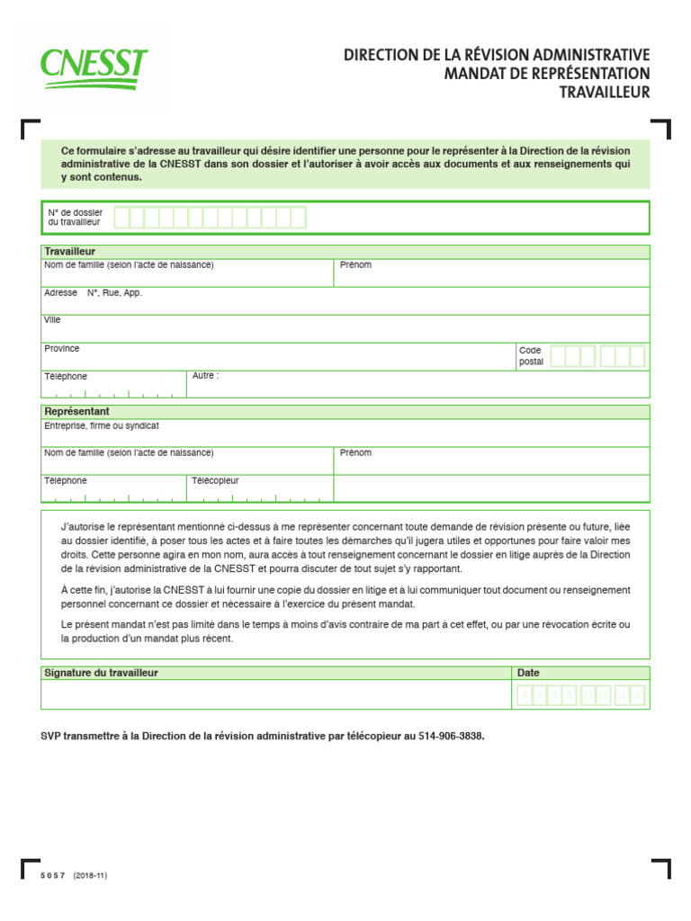 Mandat de représentation CNESST | PDF