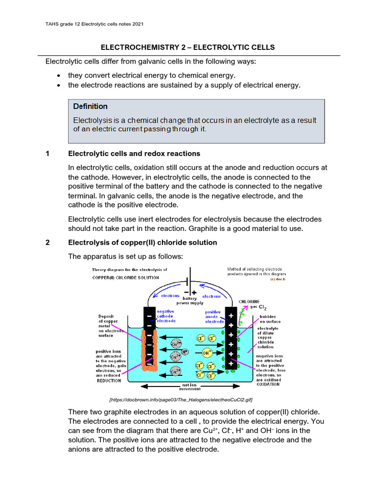 Electrochemistry 2 Electrolytic Cells | PDF | Electrochemistry | Anode