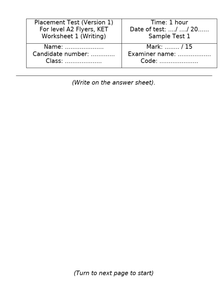 Placement Test 1 | PDF