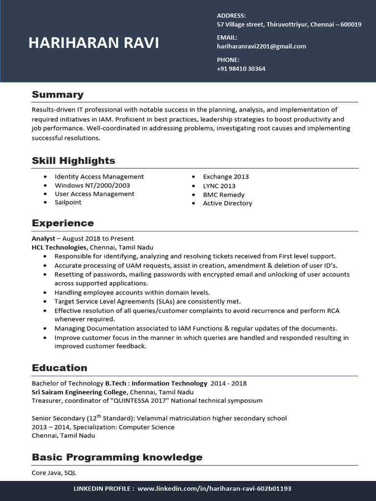 Hari Resume | PDF | Computers