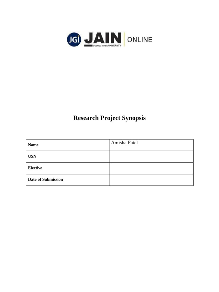 02. MCom-_Project_Synopsis_Template | PDF | Methodology | Data
