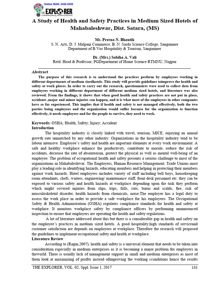 73 The Explorer Prerna N. Bhautik Research Paper 1 Dr. Prerna Bhautik | PDF | Occupational ...