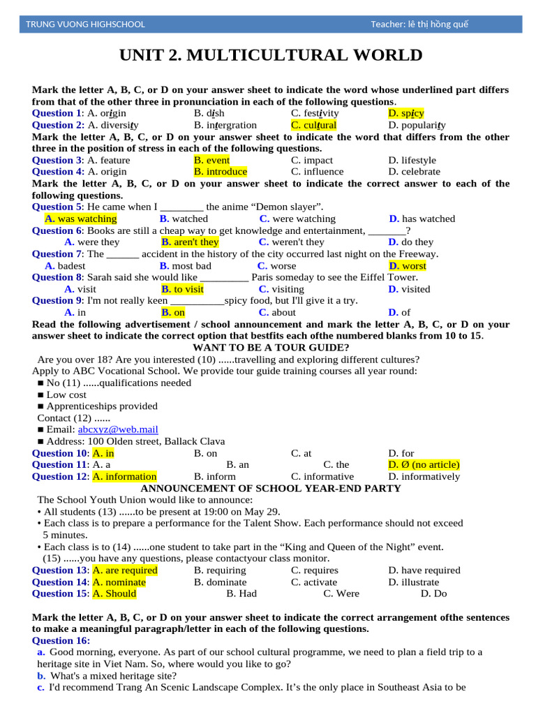 Multicultural World Unit Overview | PDF | Bride | Wedding