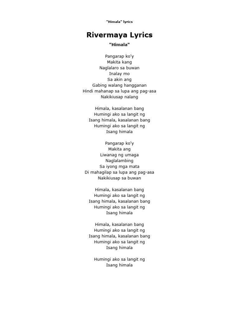 Rivermaya - Himala Lyrics | PDF