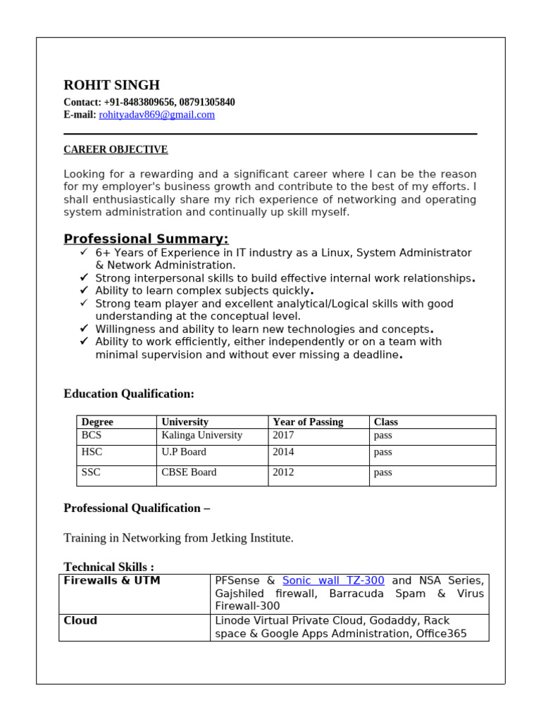 Rohit singh Resume | PDF | Router (Computing) | Computer Network