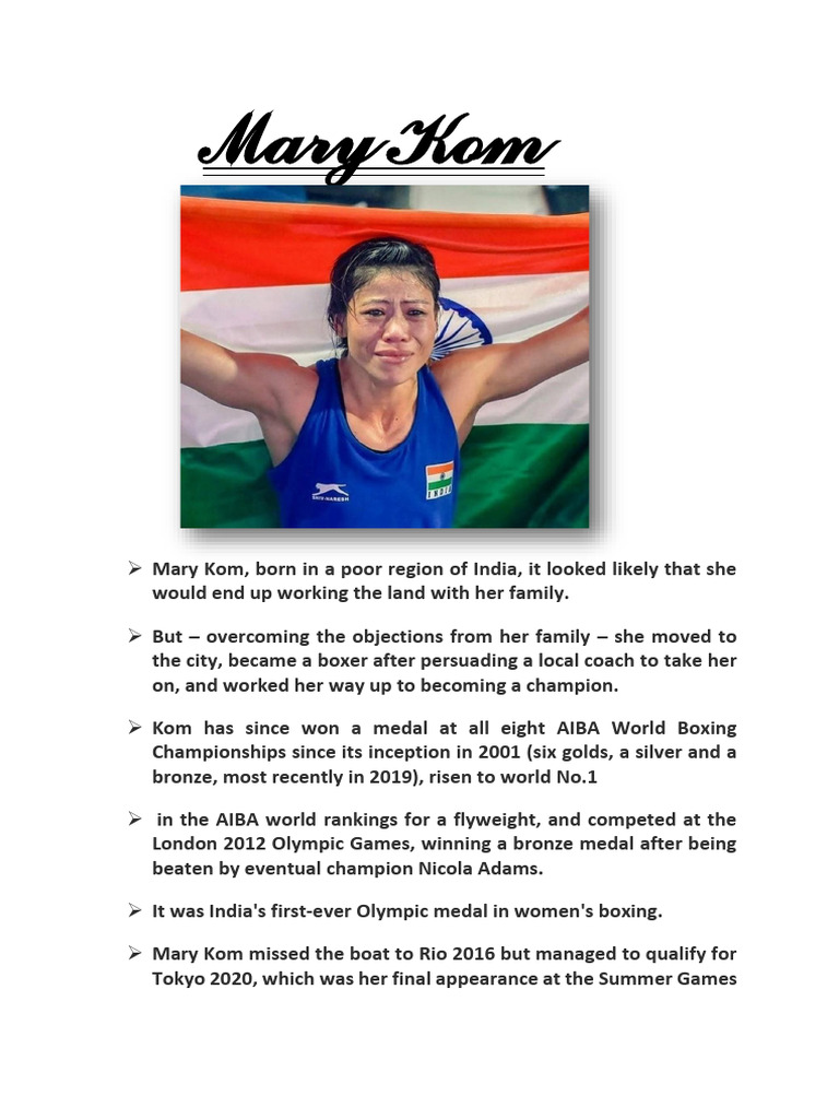 Mary Kom: Champion Boxer Biography | PDF