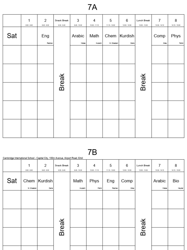 ASC Timetable for Cambridge School | PDF