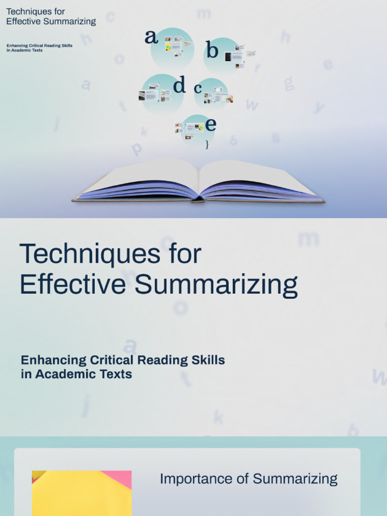 Techniques For Effective Summarizing - Compressed | PDF