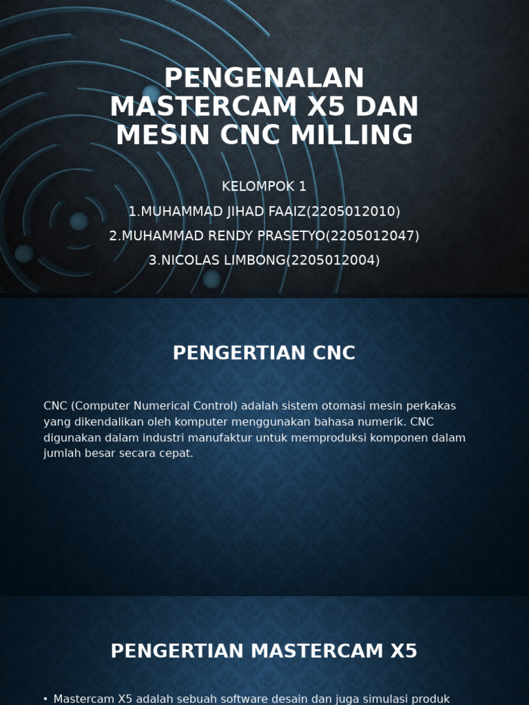 Ppt-Pengenalan Mastercam x5 Dan Mesin CNC Milling | PDF