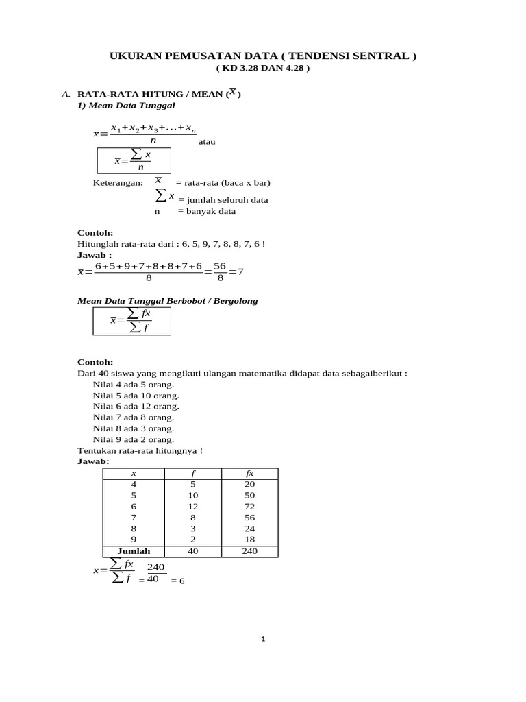 Modul 3.28 Dan 4.28 Ukuran Pemusatan Data | PDF