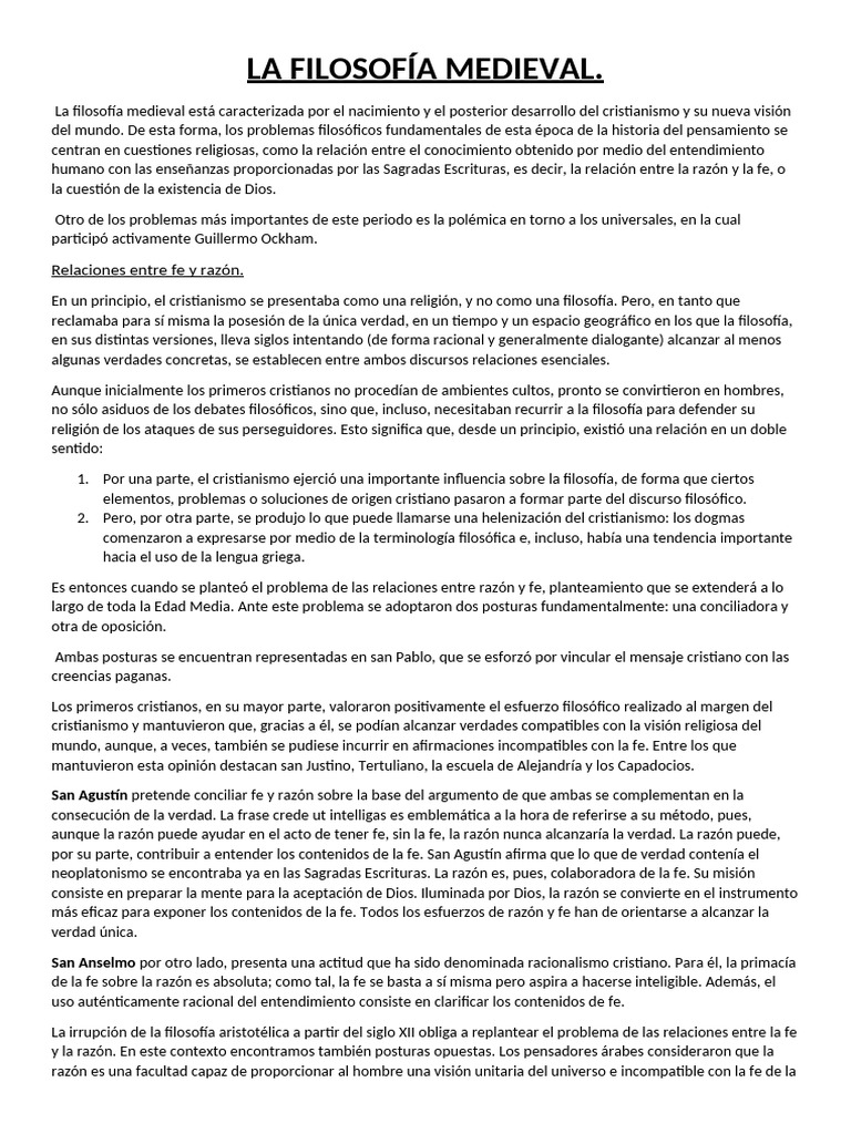 Filosofía Medieval: Fe y Razón | PDF | Existencia | Realismo filosófico