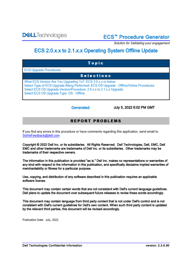 ECS - ECS Upgrade Procedures-ECS 2.0.x.x To 2.1.x.x Operating System Offline Update | PDF | Zip ...