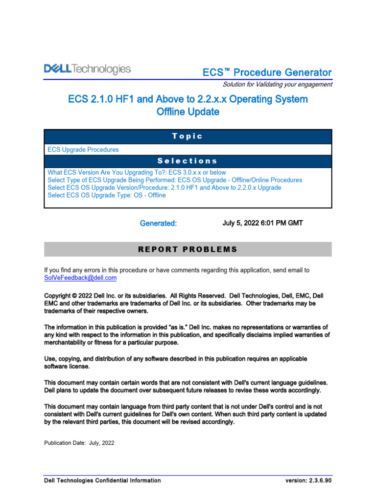 ECS - ECS Upgrade Procedures-ECS 2.1.0 HF1 and Above To 2.2.x.x ...