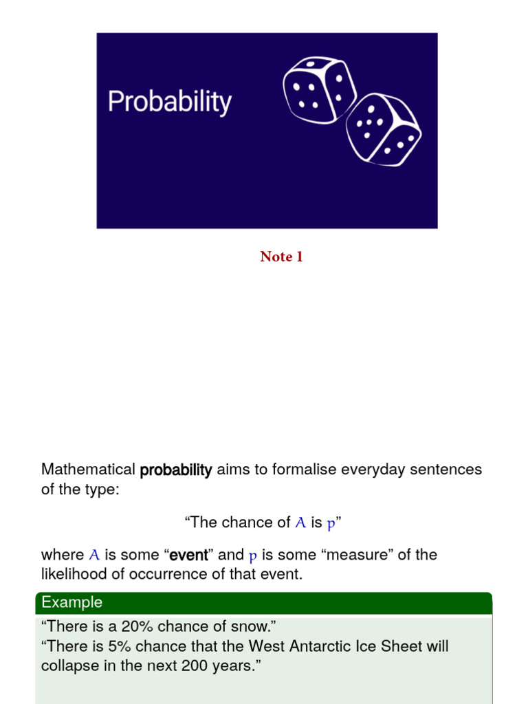 Note 01 | PDF | Probability | Probability Theory