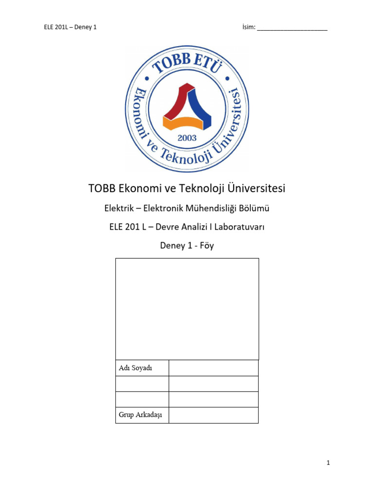 Lab-1 Deney Föyü | PDF
