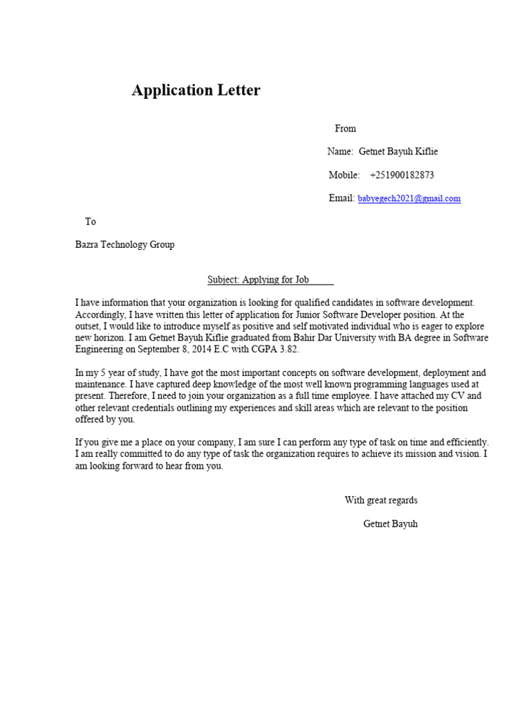 New Application Letter | PDF | Career & Growth