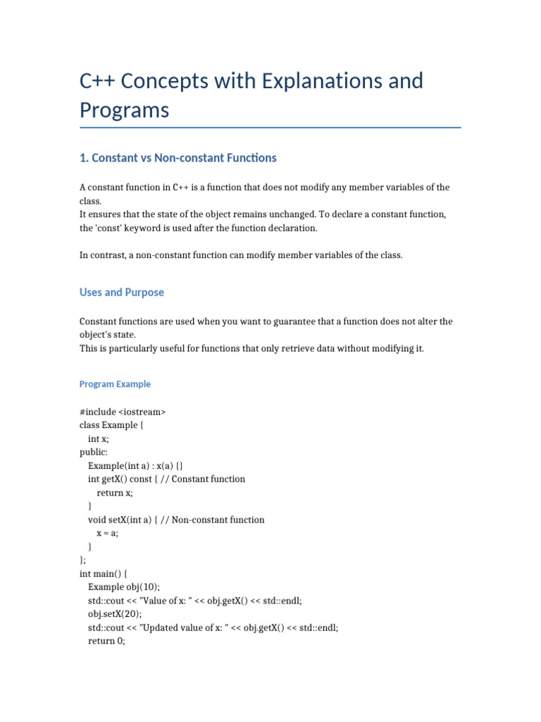 C++_Concepts_Explained_with_Programs | PDF | Computer Science | Object (Computer Science)