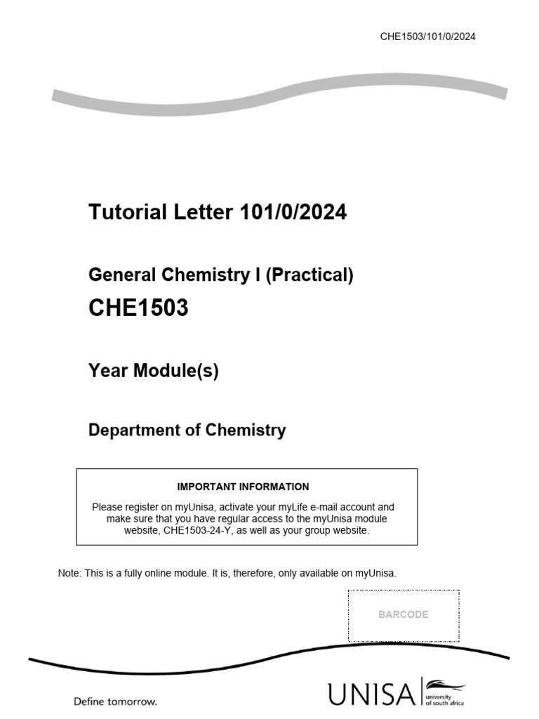 chemistry tutorial letter | PDF | Titration | Chemistry
